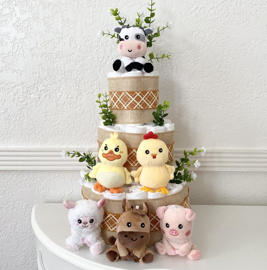Farm House Diaper Cake, 3 Tier Farm Themed Diaper Cake, Farm House ...