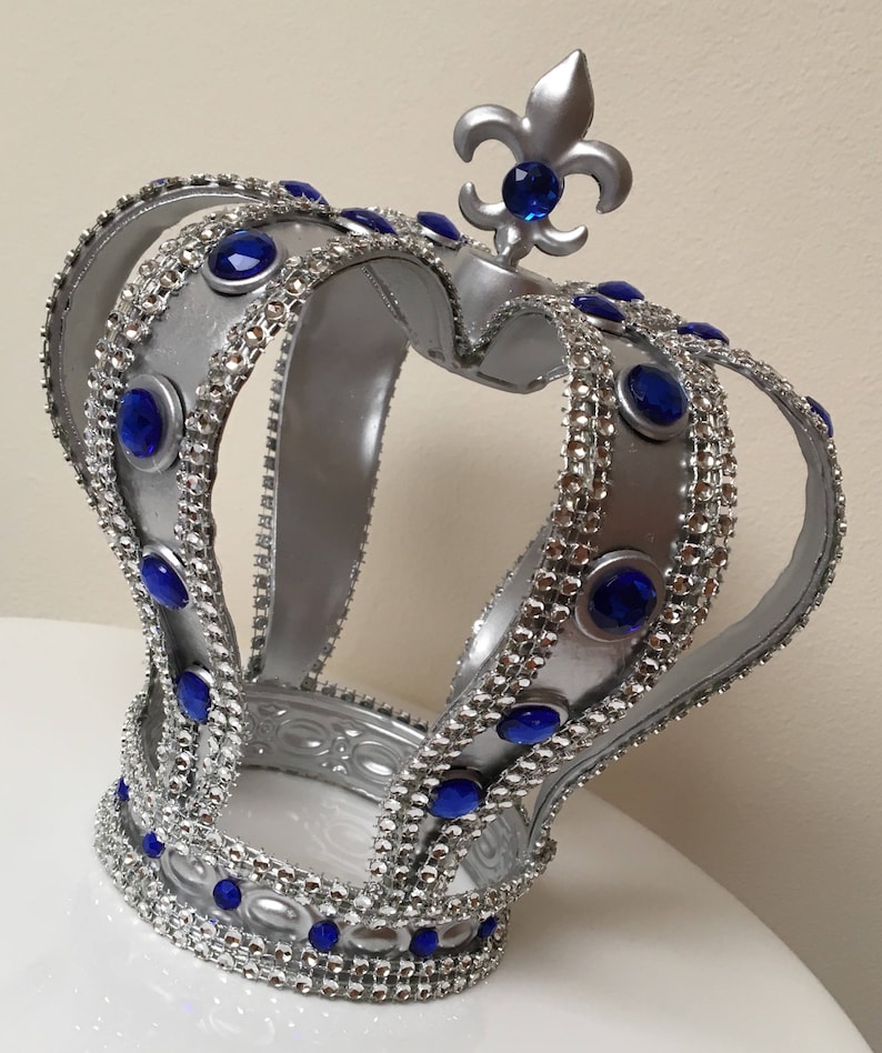 SALE Handmade Crown Cake Topper With Royal Blue Crystals | Etsy