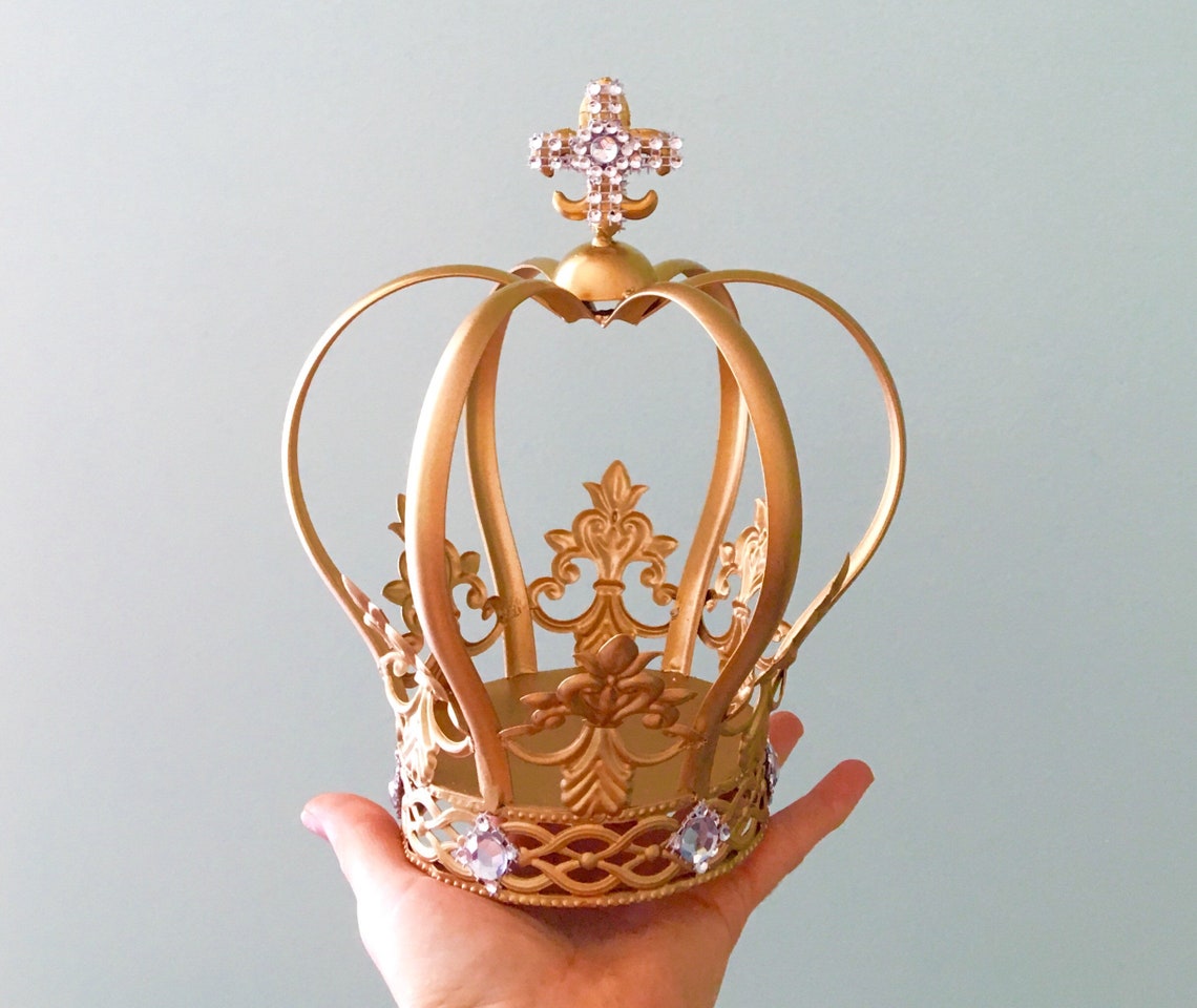 Gorgeous Gold or Silver Crown Cake Topper With Crystals for - Etsy