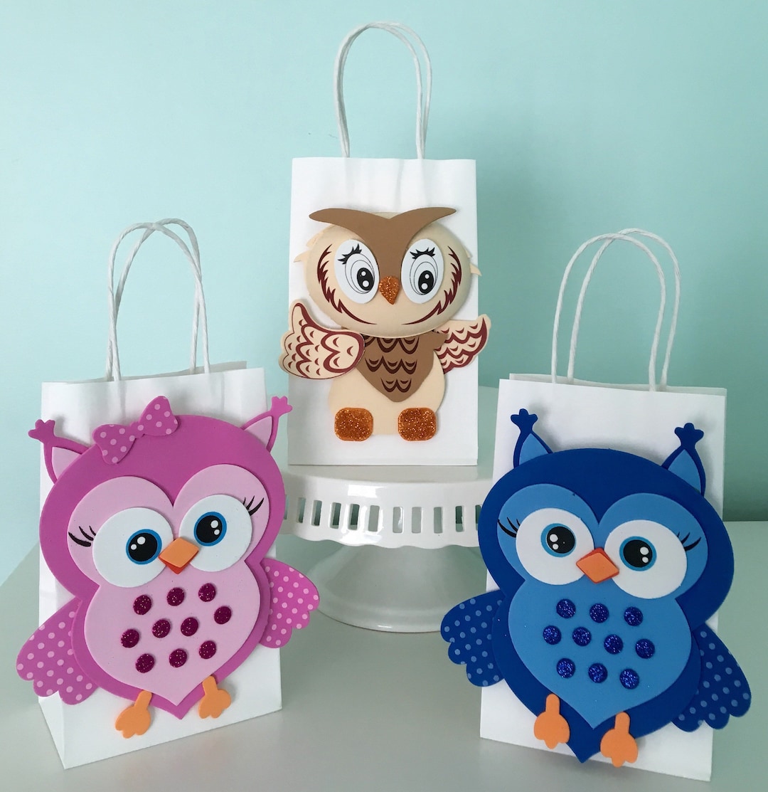 Owl Treat Bags, 8.5" Height Gift Bags With Owl Foam Decorations for a ...