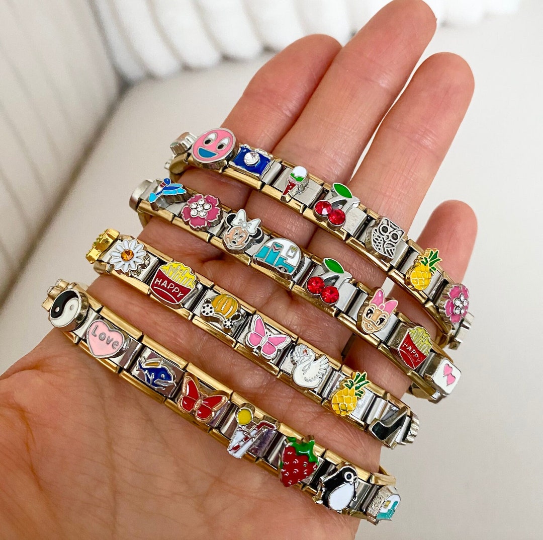 Italian Charm Bracelet 18 Links 9mm Wide, Stainless Steel Bracelet ...