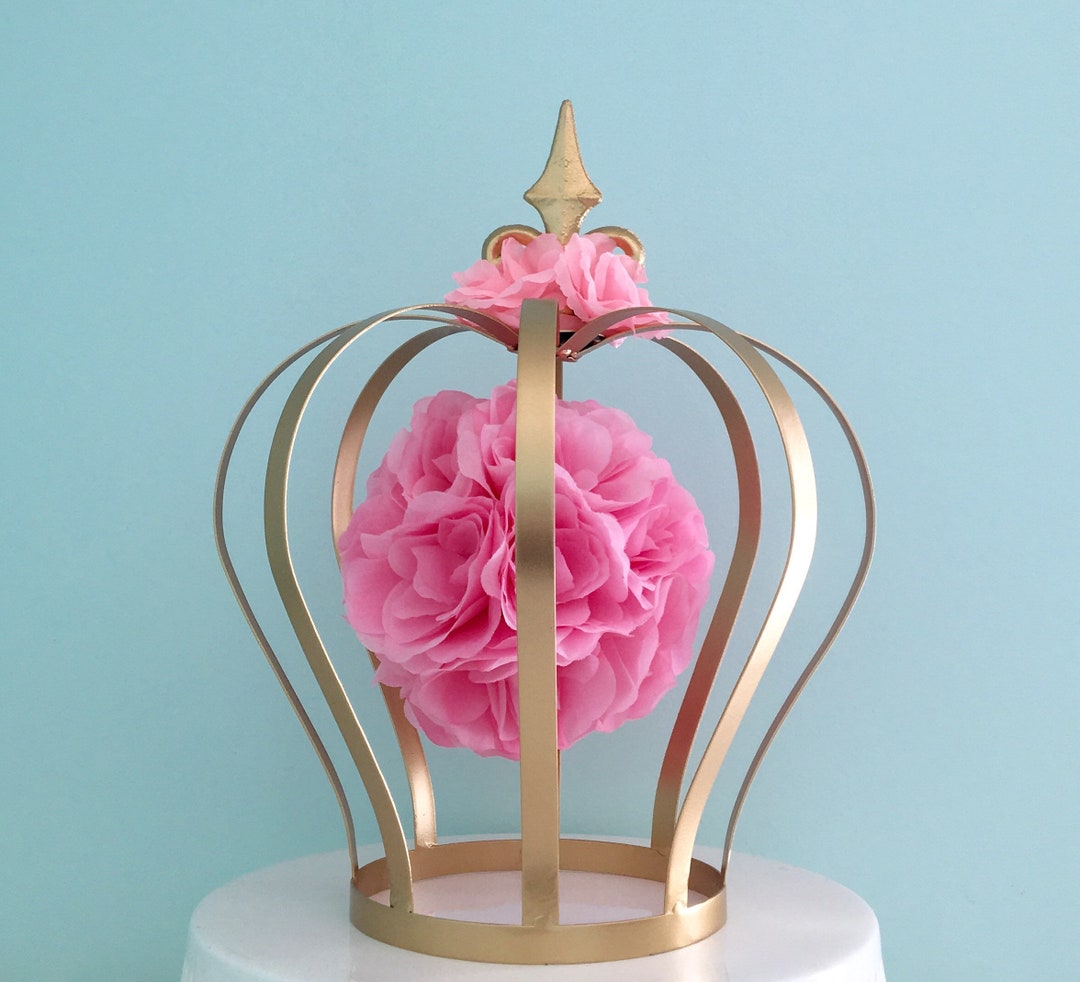 Big Gold or Silver 15" Crown Centerpiece With a Kissing Ball - Etsy