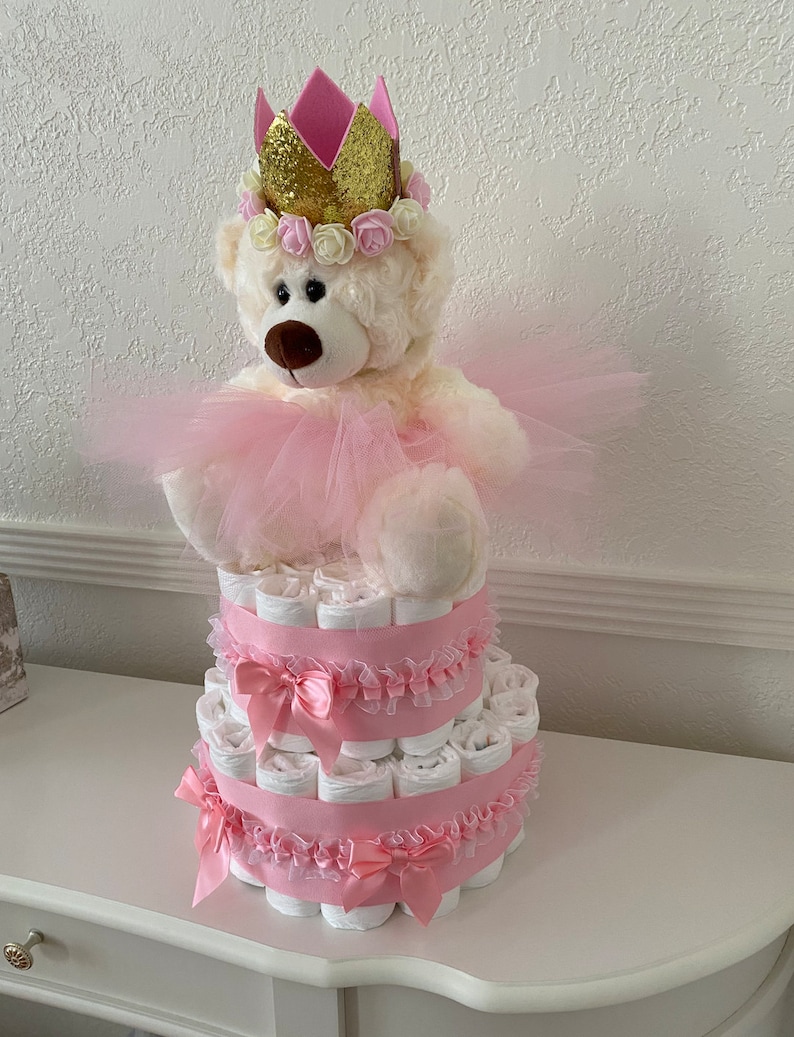 Princess Diaper Cake 2 Tier Diaper Cake for a Girl Princess - Etsy