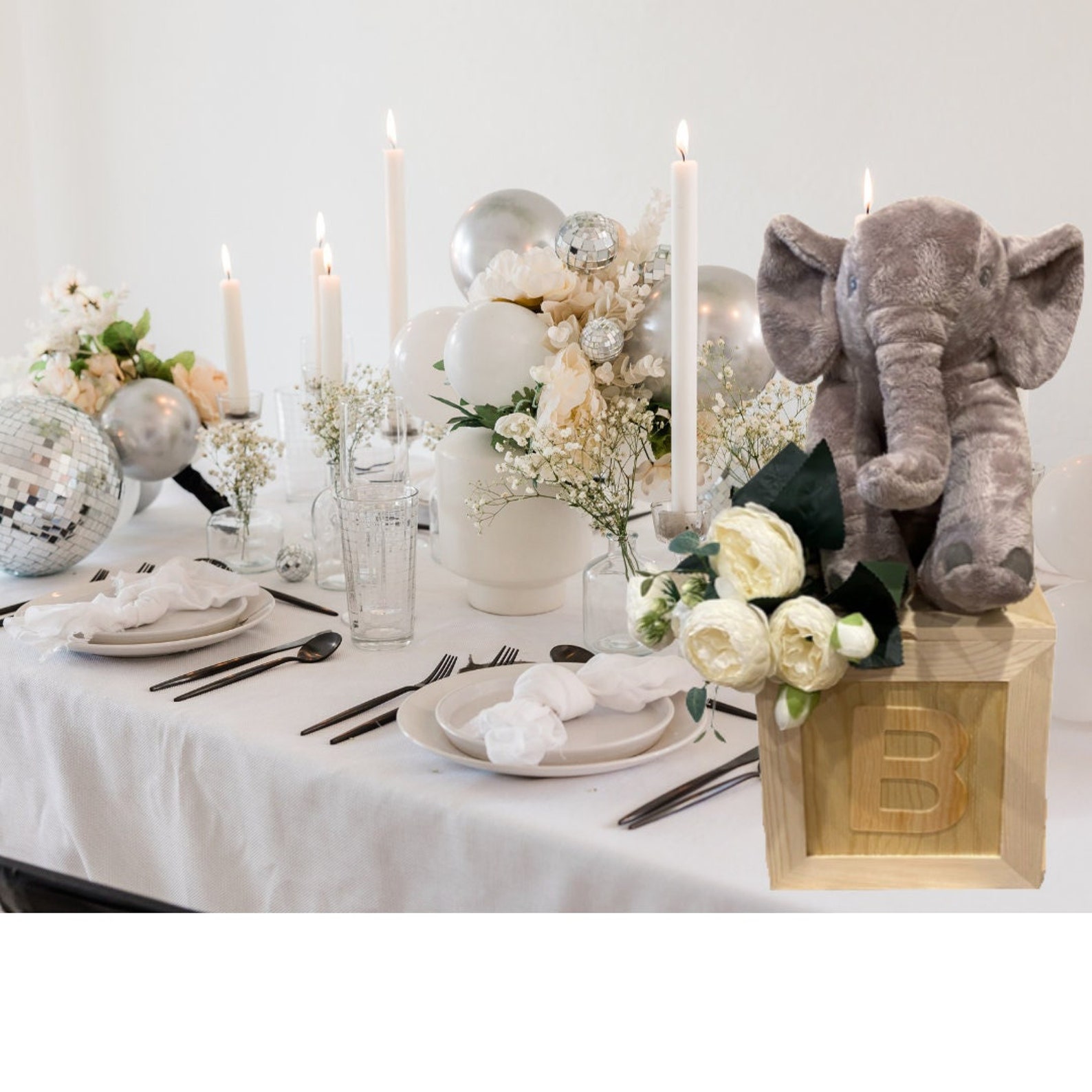 ABC Block Centerpiece With Elephant, Popular Centerpiece, Baby Shower ...