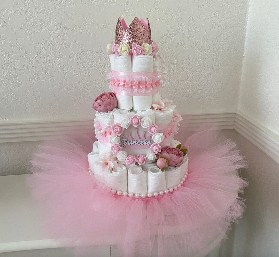 Princess Diaper Cake, 3 or 4 Tier Diaper Cake for a Girl, Princess ...