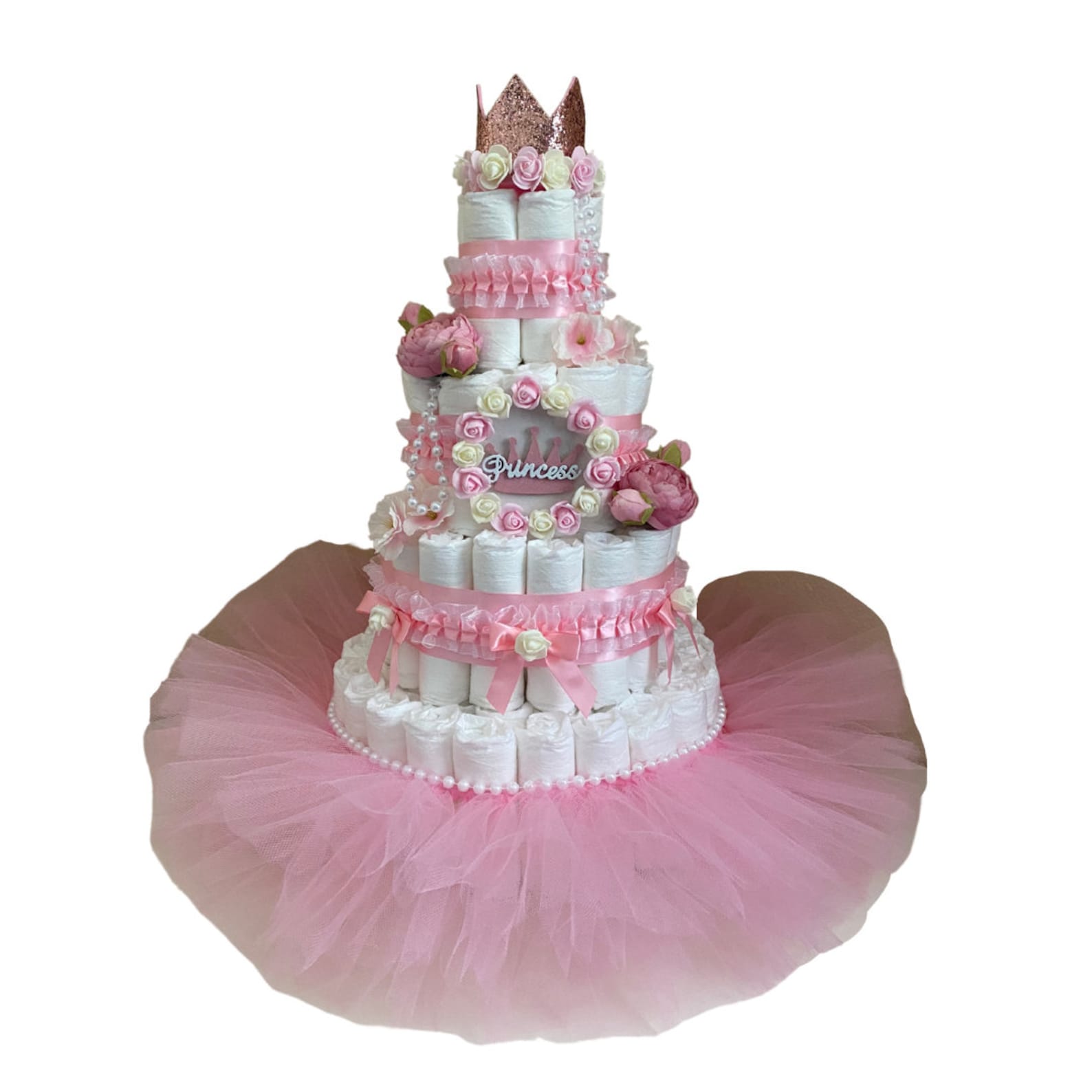 Princess Diaper Cake 3 or 4 Tier Diaper Cake for a Girl - Etsy