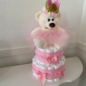 Princess Diaper Cake, 2 Tier Diaper Cake for a Girl Princess Table ...