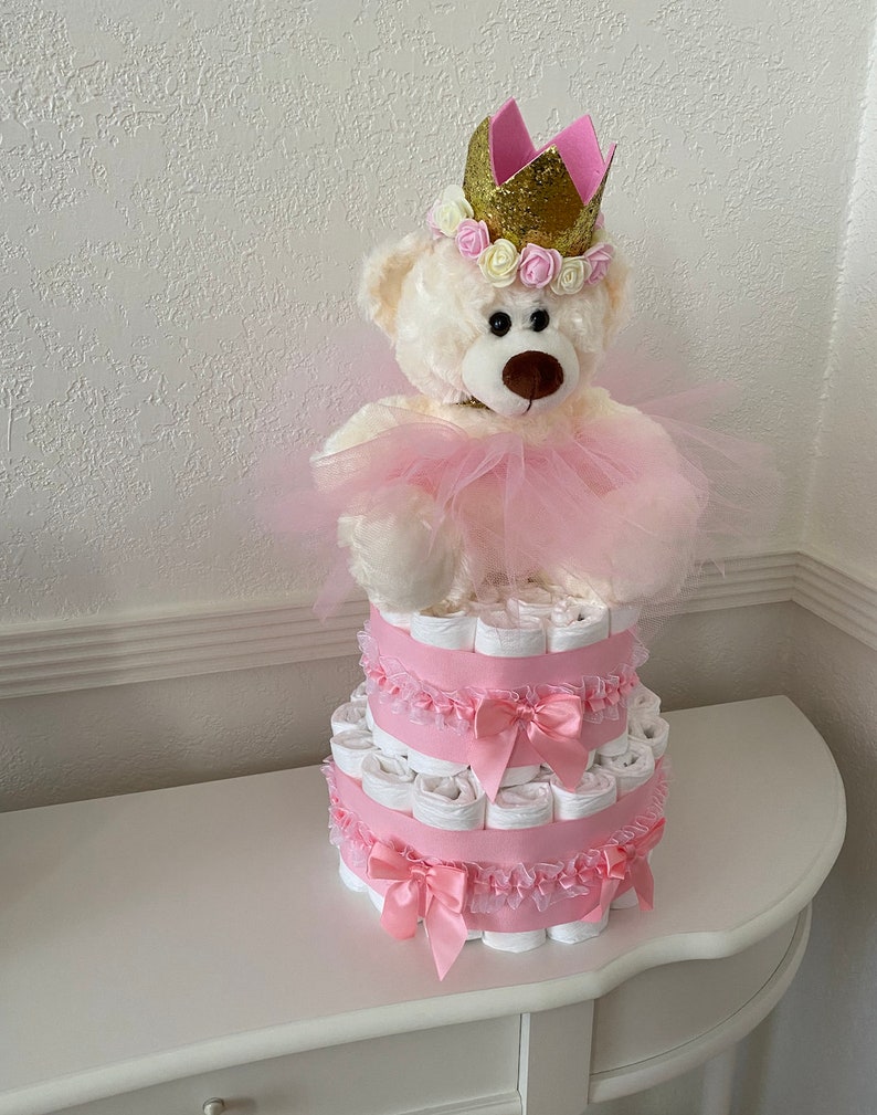 Princess Diaper Cake 2 Tier Diaper Cake for a Girl Princess - Etsy