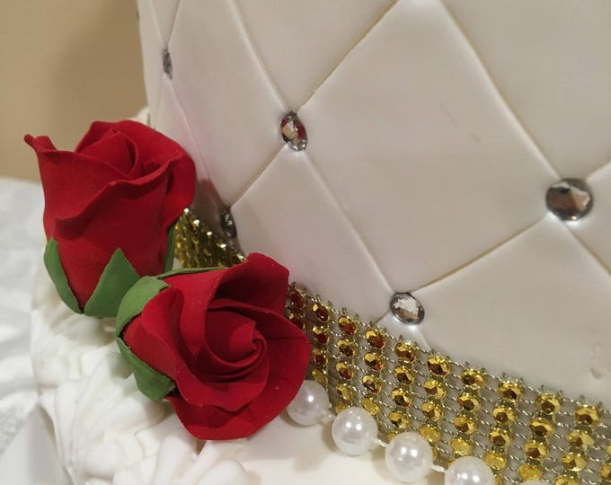 Set of 30 Beautiful Red, White, Peach, Pink Roses Sugar Gum Paste TINY ...