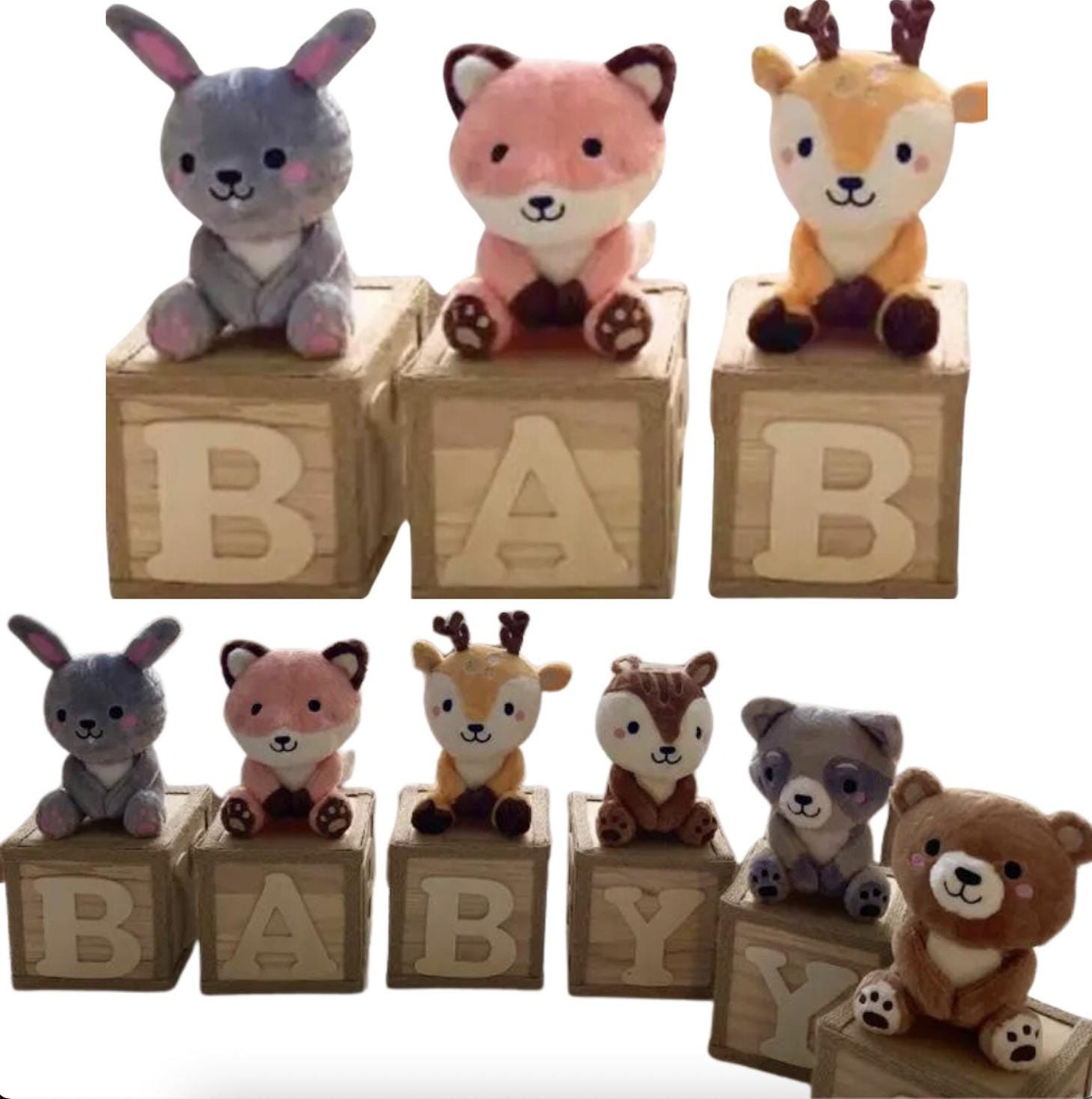 Woodland BABY Block Centerpieces, Boho Style Nursery Decor, Christening ...