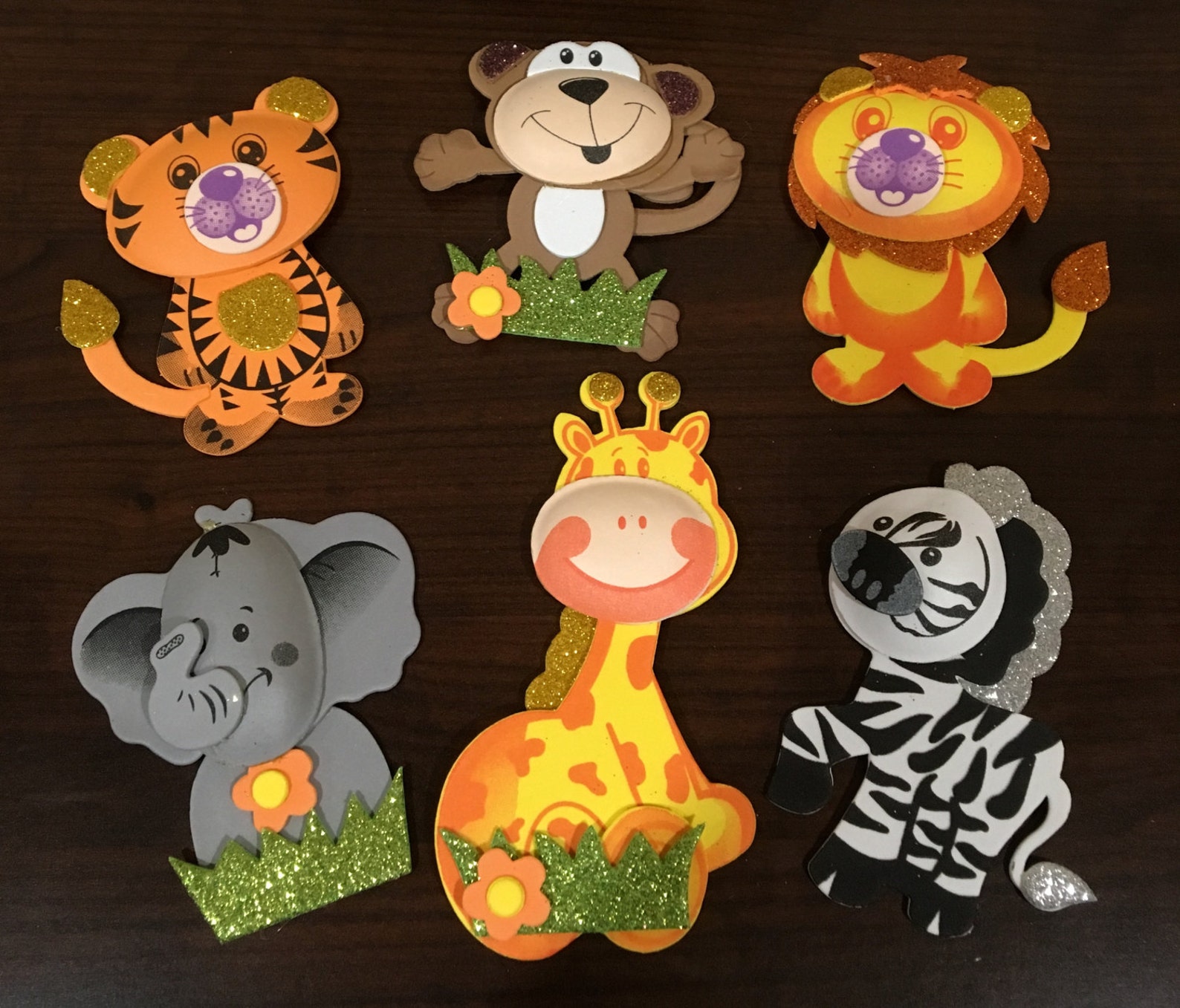 Set of 6 Safari Animals Foam Decorations 3 Different Sizes - Etsy