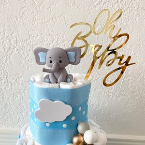 Elephant Diaper Cake, 3 Tier Elephant Themed Diaper Cake, Safari Table ...