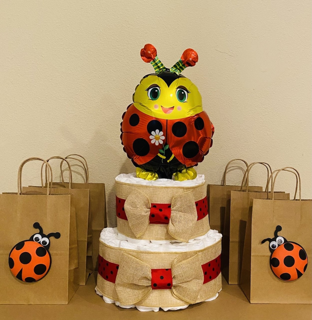 Ladybug Diaper Cake, 3 Tier or 2 Tier Ladybug Themed Diaper Cake ...