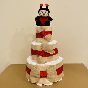 Ladybug Diaper Cake, 3 Tier or 2 Tier Ladybug Themed Diaper Cake ...