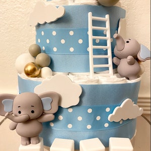 Elephant Diaper Cake, 3 Tier Elephant Themed Diaper Cake, Safari Table ...