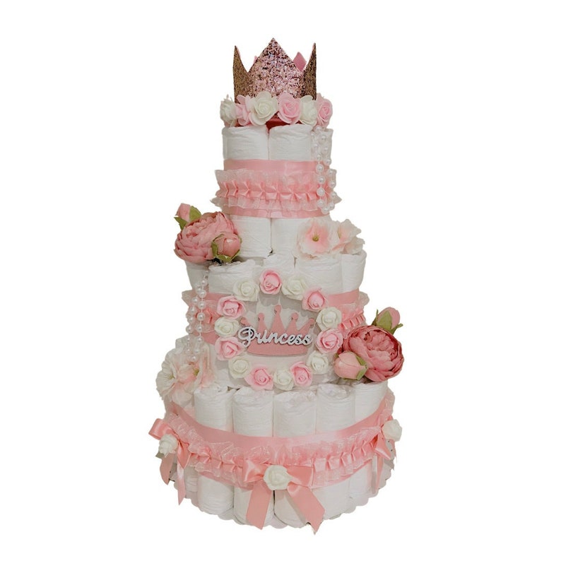 Princess Diaper Cake 3 or 4 Tier Diaper Cake for a Girl - Etsy