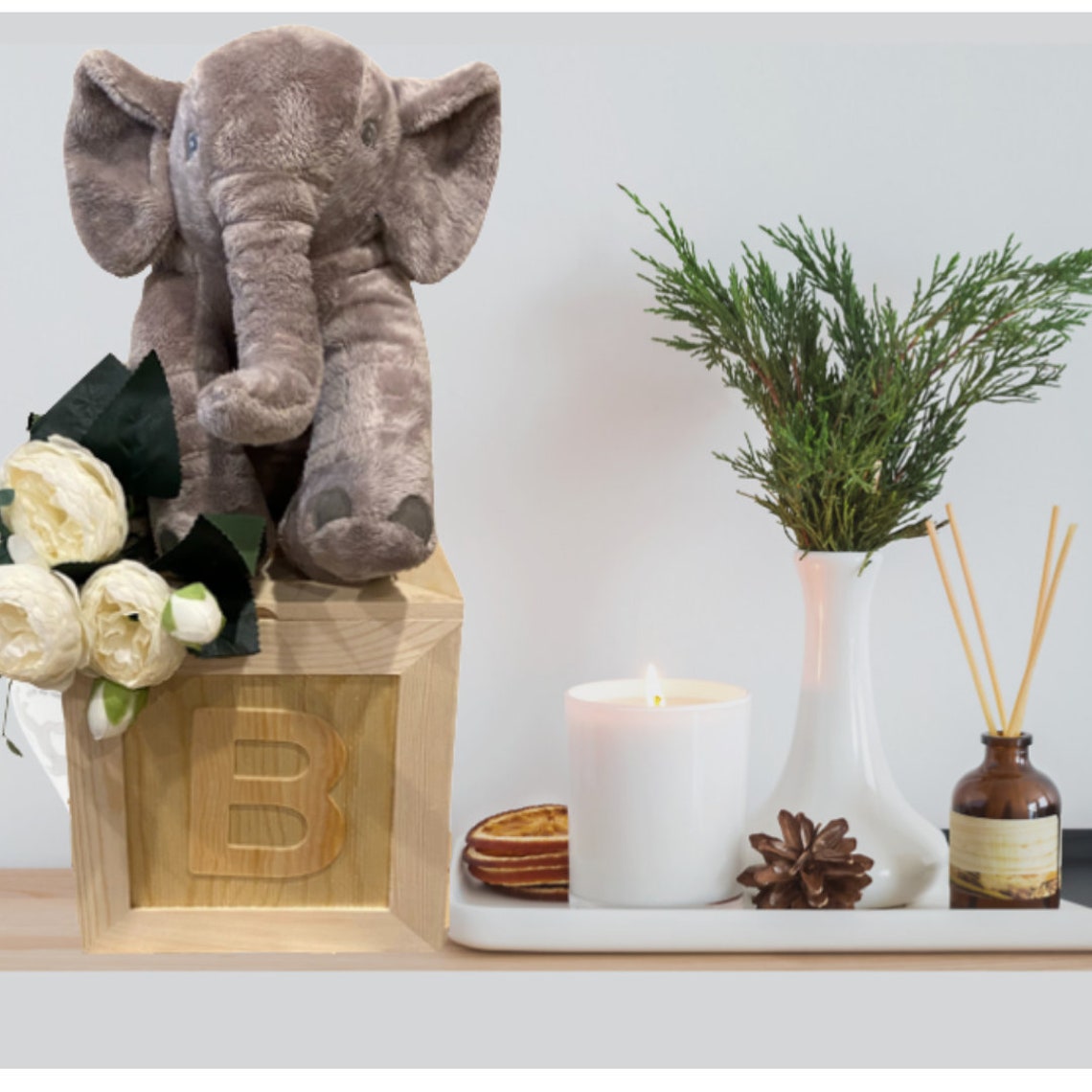 ABC Block Centerpiece With Elephant Popular Centerpiece Baby - Etsy