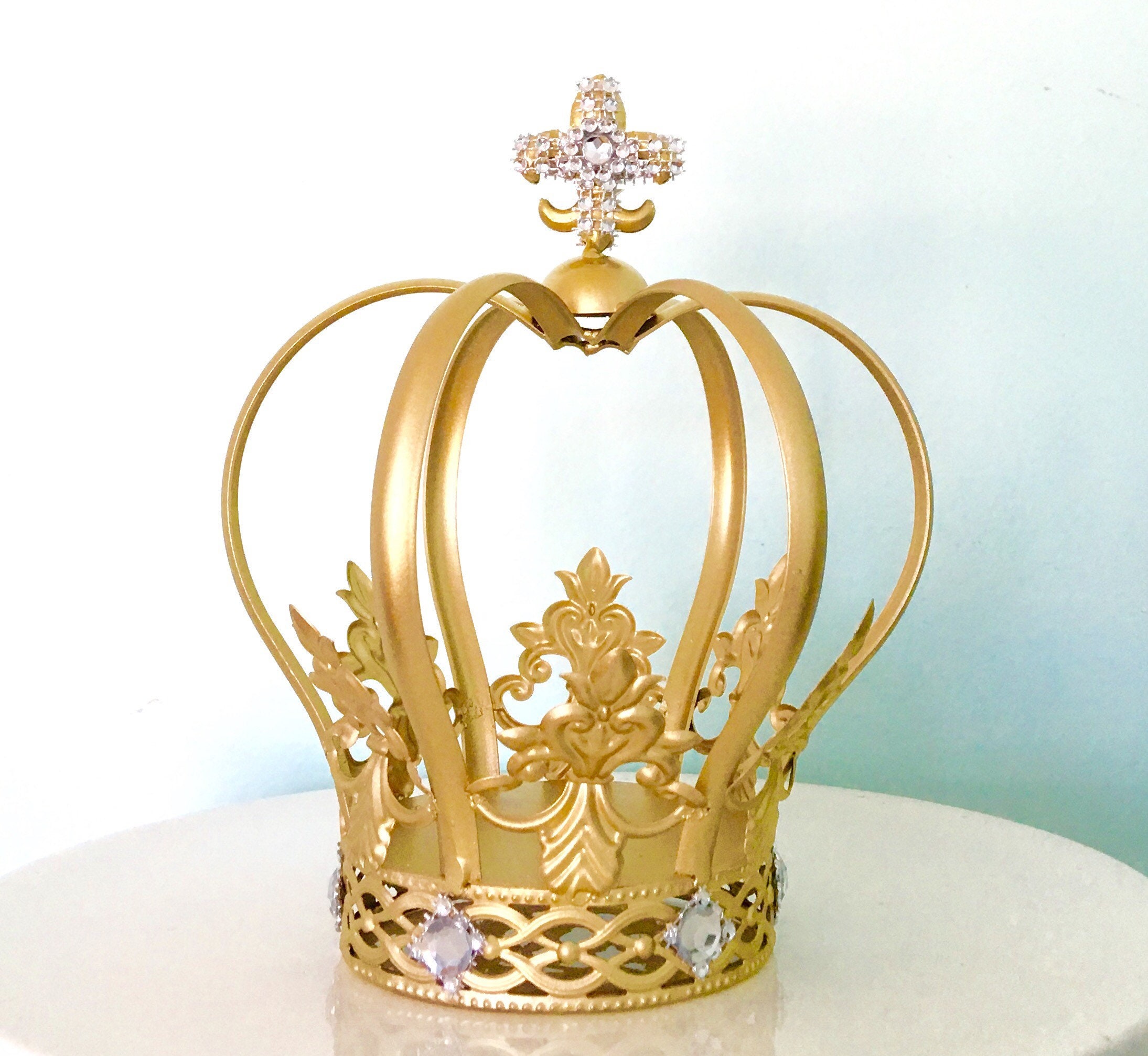 Gorgeous Gold or Silver Crown Cake Topper With Crystals for - Etsy