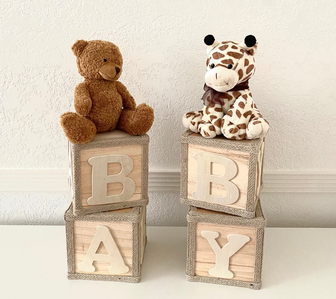 BABY Block Centerpiece, Boho Style Nursery Decor, Baptism, Christening ...