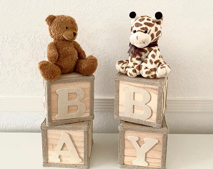 BABY Block Centerpiece, Boho Style Nursery Decor, Baptism, Christening ...