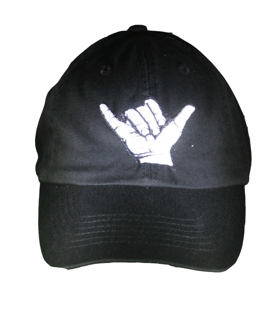 Hang Loose Hand Sign - Polo Style Ball Cap (black With White Stitching ...
