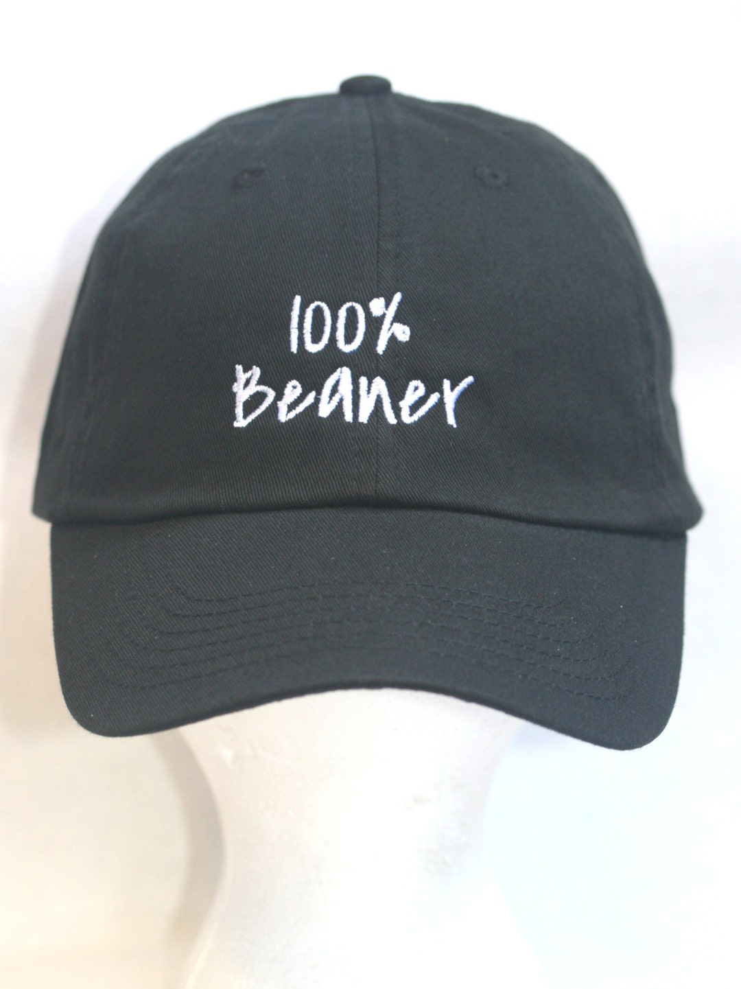 100% Beaner Polo Style Ball Cap black With White Stitching - Etsy