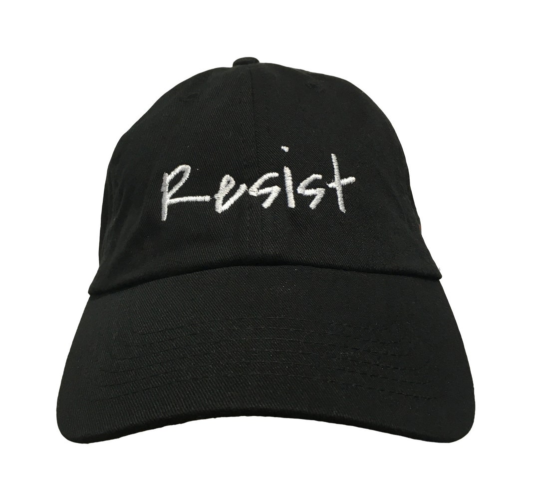 Resist - Polo Style Ball Cap (black With White Stitching) - Etsy