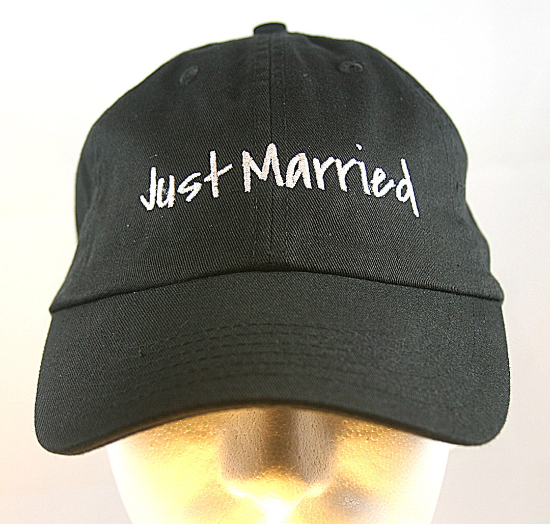 Just Married - Ball Cap (black With White Stitching) - Etsy