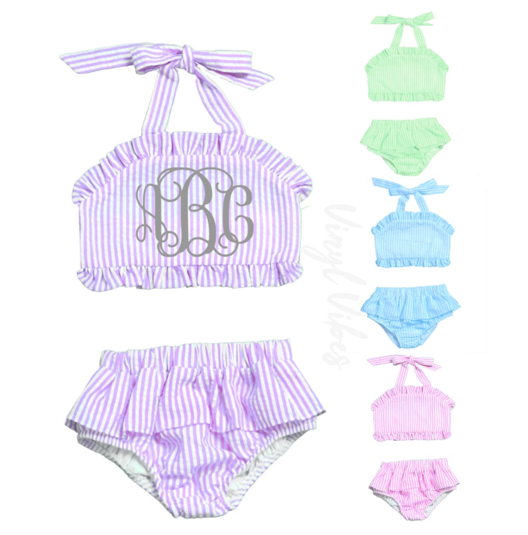 Embroidered Girls Monogram Swimsuit - Monogrammed Toddler Girl Bathing ...