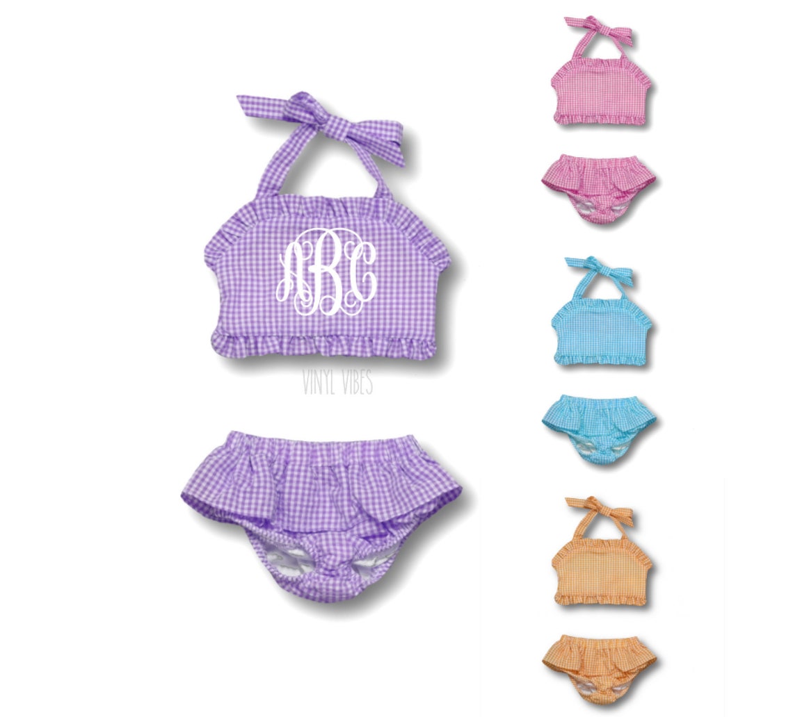 Embroidered Girls Monogram Swimsuit Monogrammed Toddler Girl - Etsy