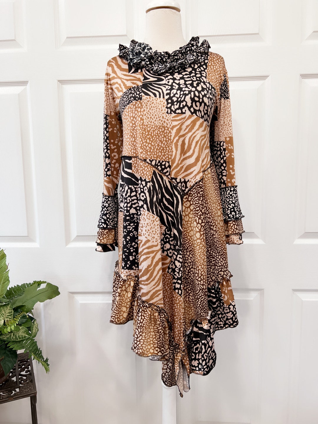 Brown Animal Print Tunic Top - Etsy