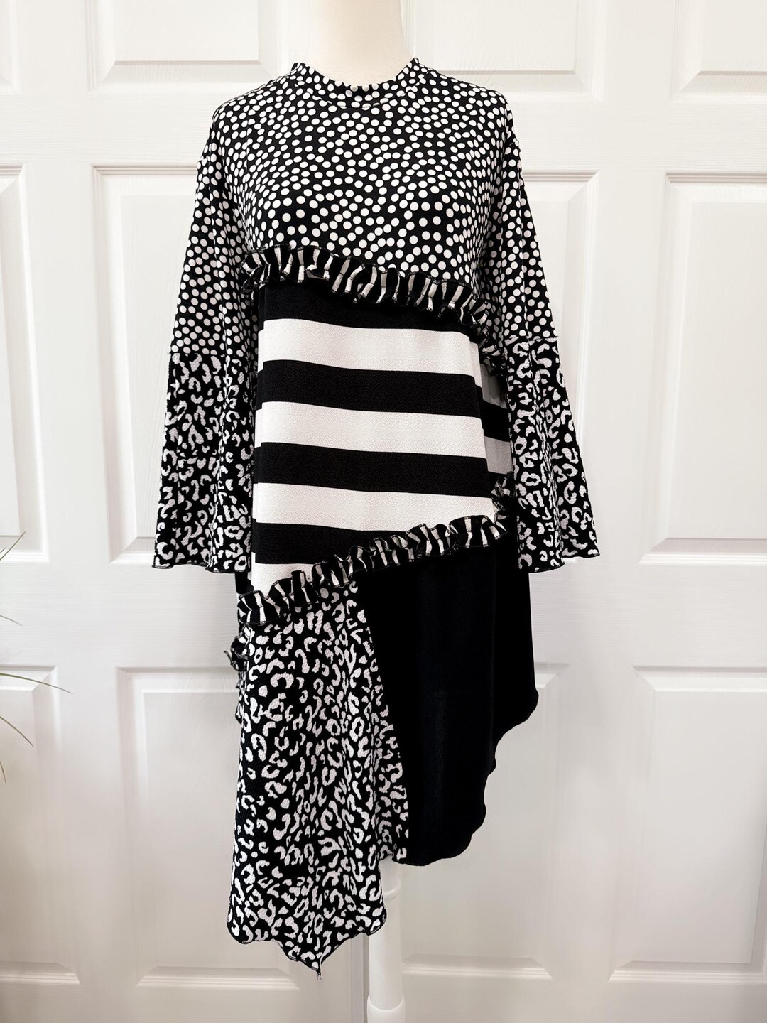 Black and White Stripes Dots Tunic Top - Etsy