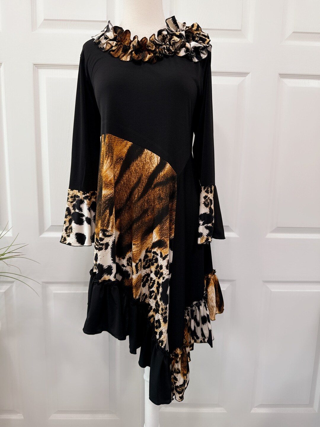 Black and Animal Print Tunic Top - Etsy