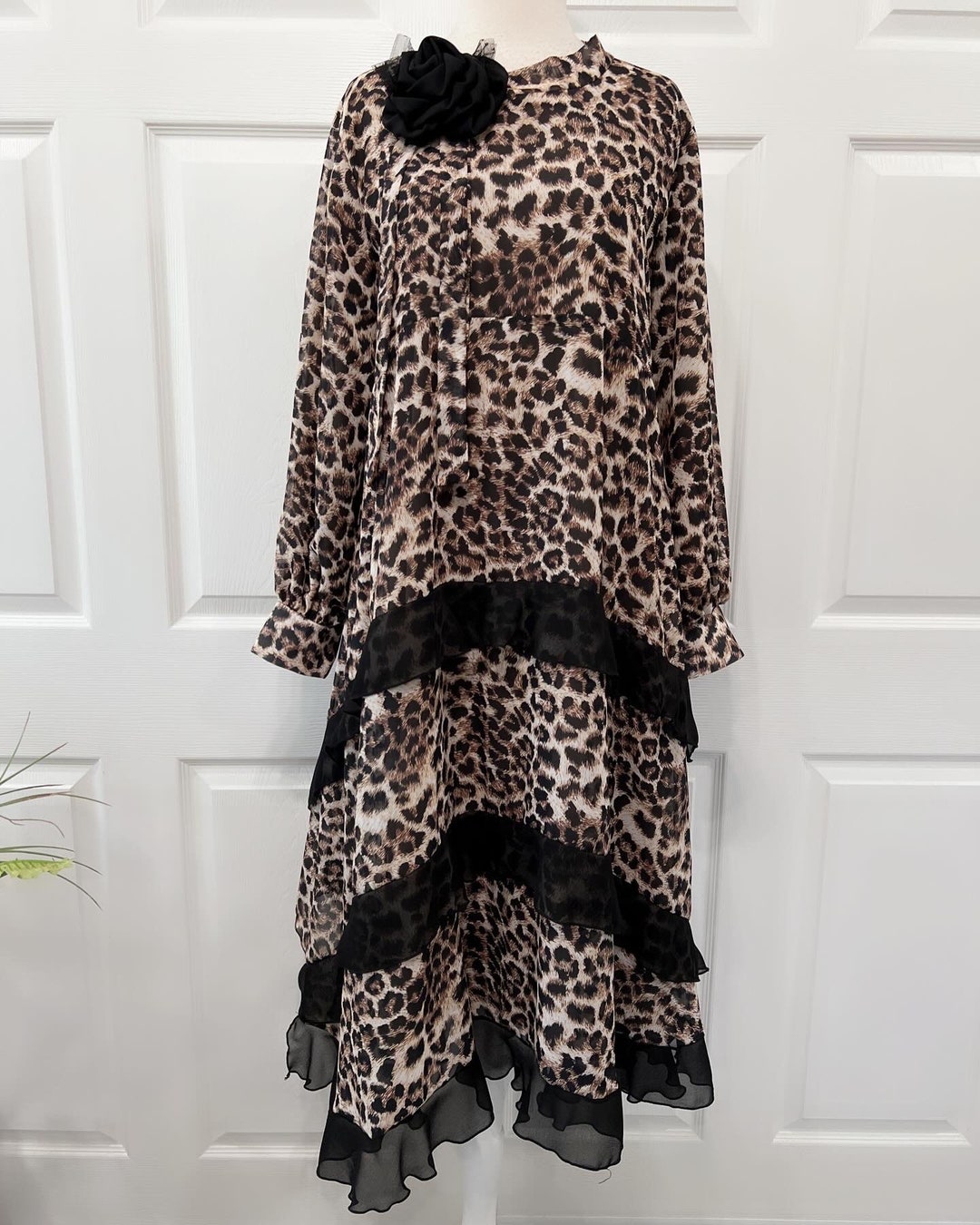 Colleen Dress in Leopard Black Ruffles - Etsy
