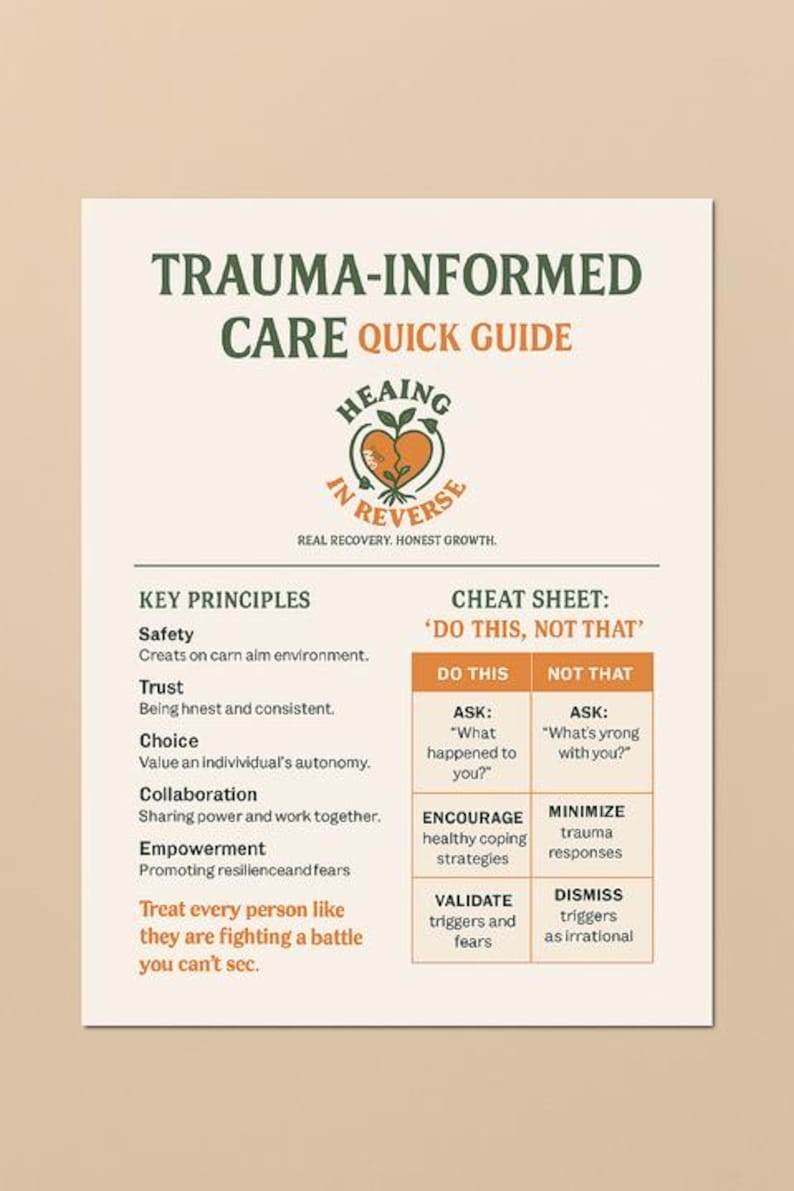 Trauma-informed Care Cheat Sheet, Printable Mental Health Resource ...
