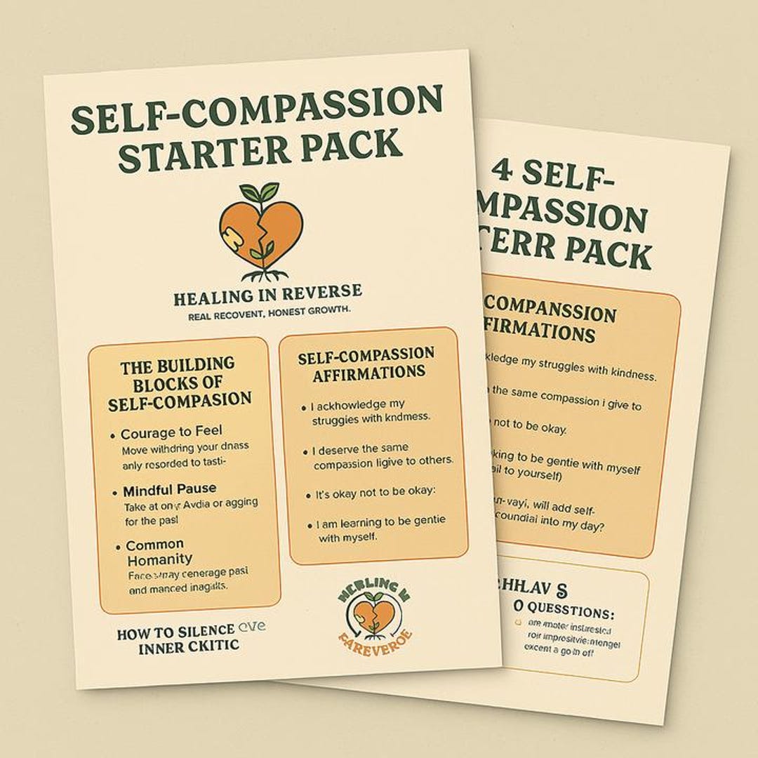 Self- Compassion Starter Pack, Printable Mental Health Toolkit, Healing ...