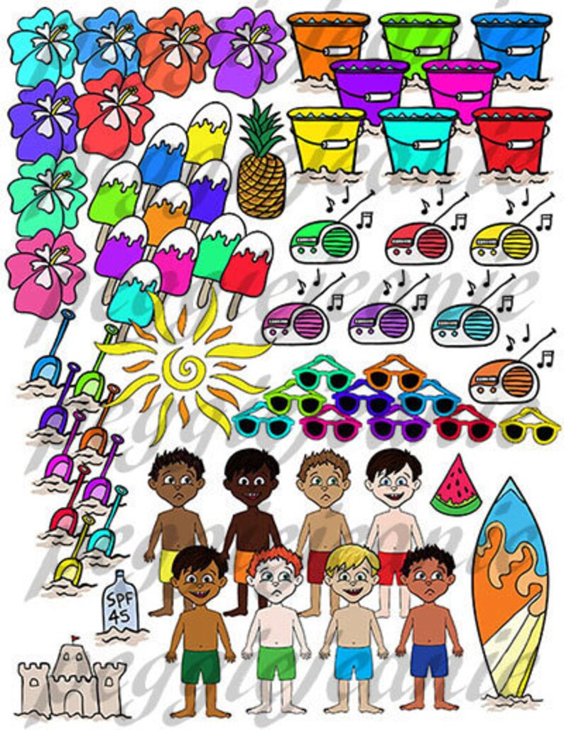Mega Beach Fun Clipart Set - Etsy