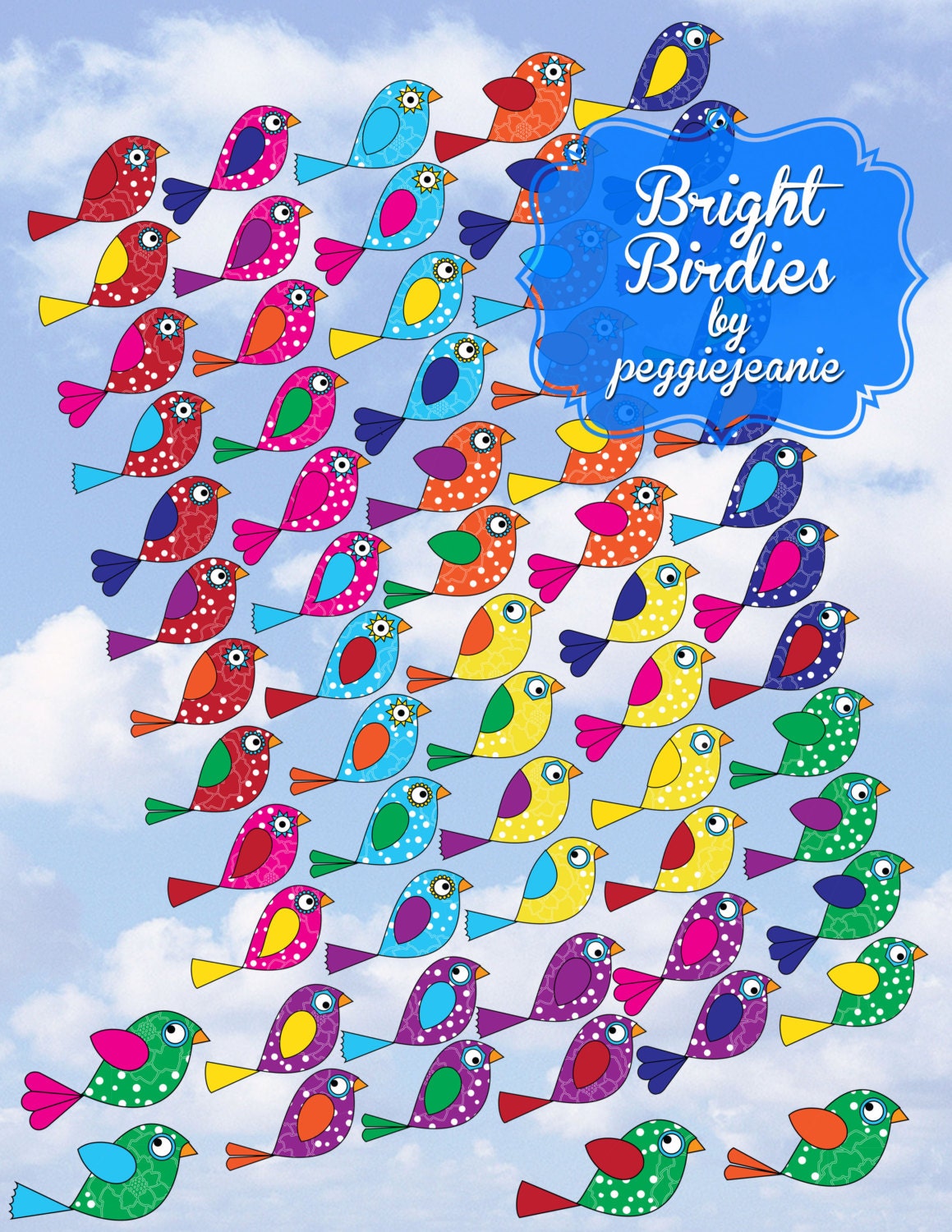Bright Birdie Clipart by Peggiejeanie - Etsy