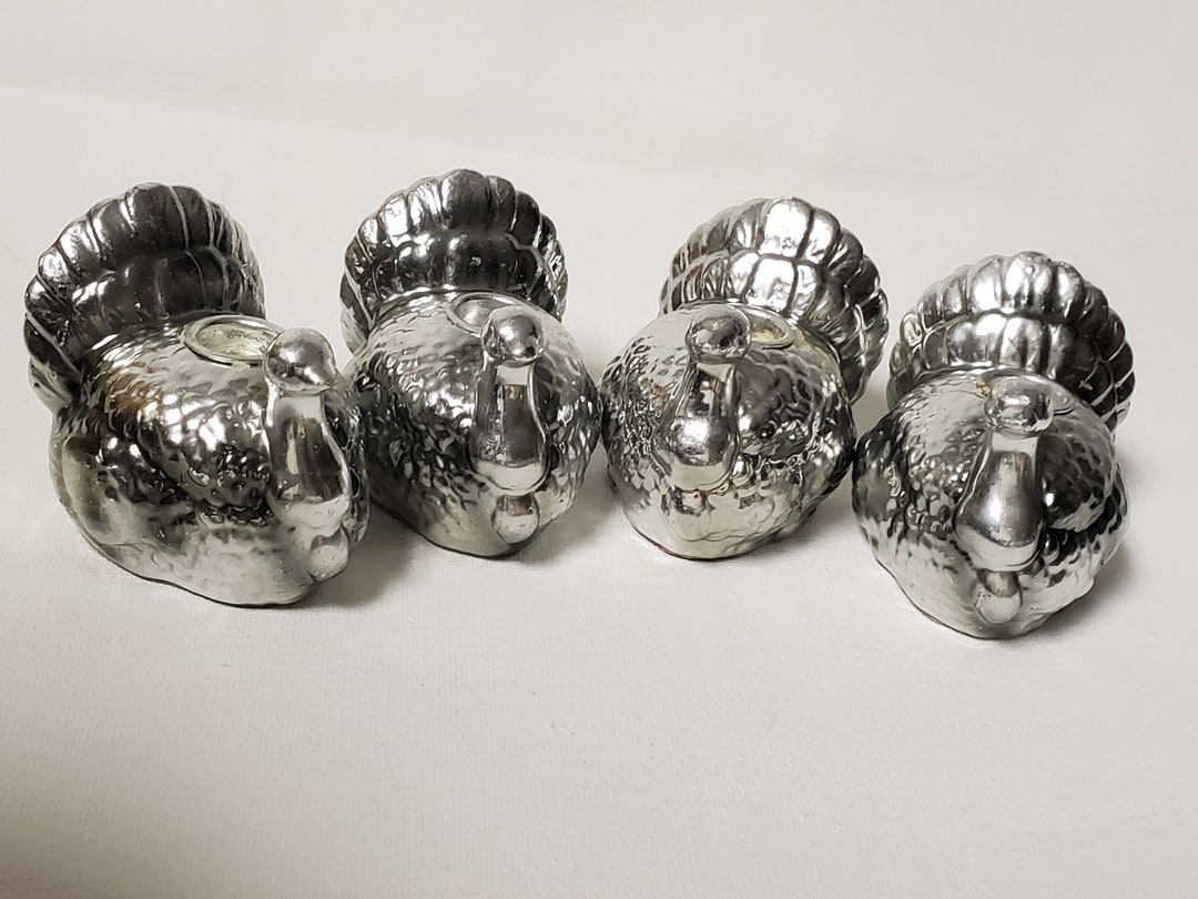 Thanksgiving Turkey Candle Holders/ Turkey Decor/ Silver Color - Etsy