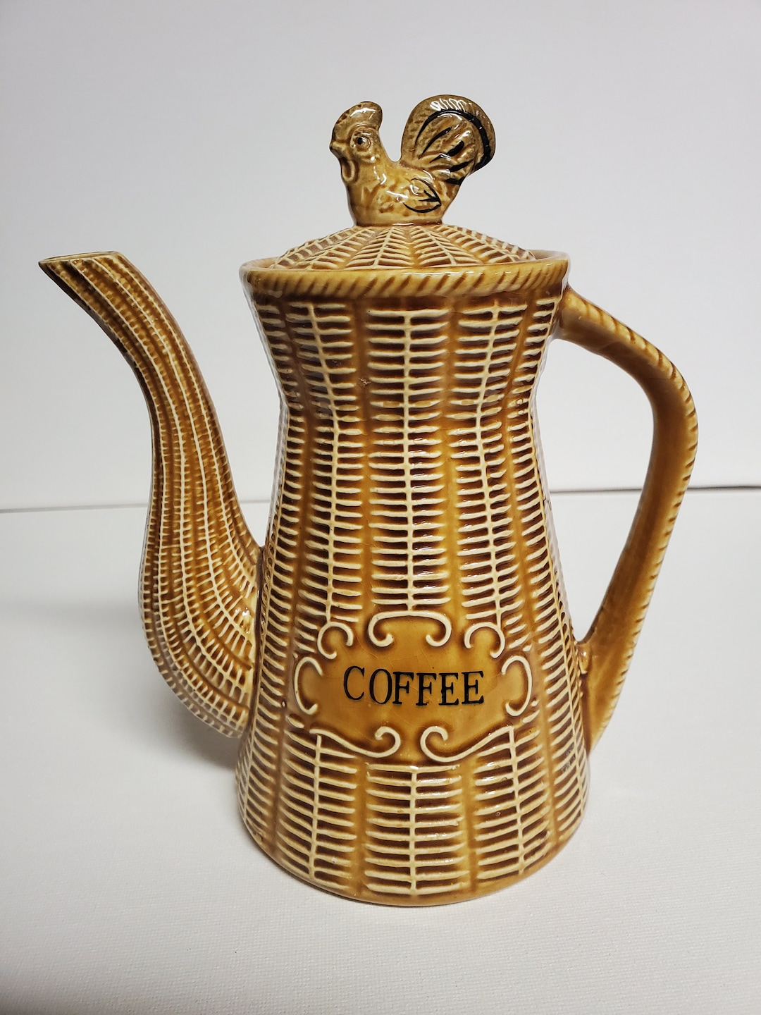 Chicken Coffee Pot/ 1960s Coffee/ Basket Weave/ Vintage Coffee Pot ...