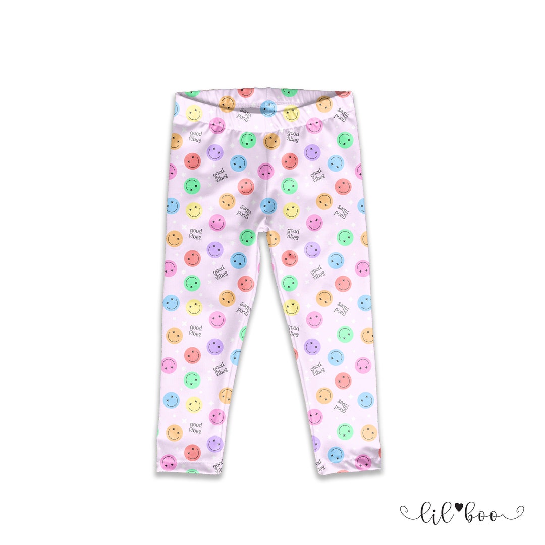 Kids Smiley Face Leggings - Smiley Leggings - Groovy Birthday Outfit ...