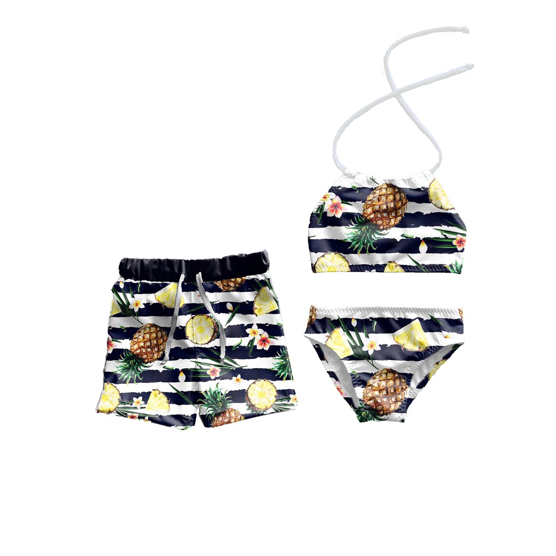 Brother and Sister Matching Swimsuits, Pineapple Striped Matching ...