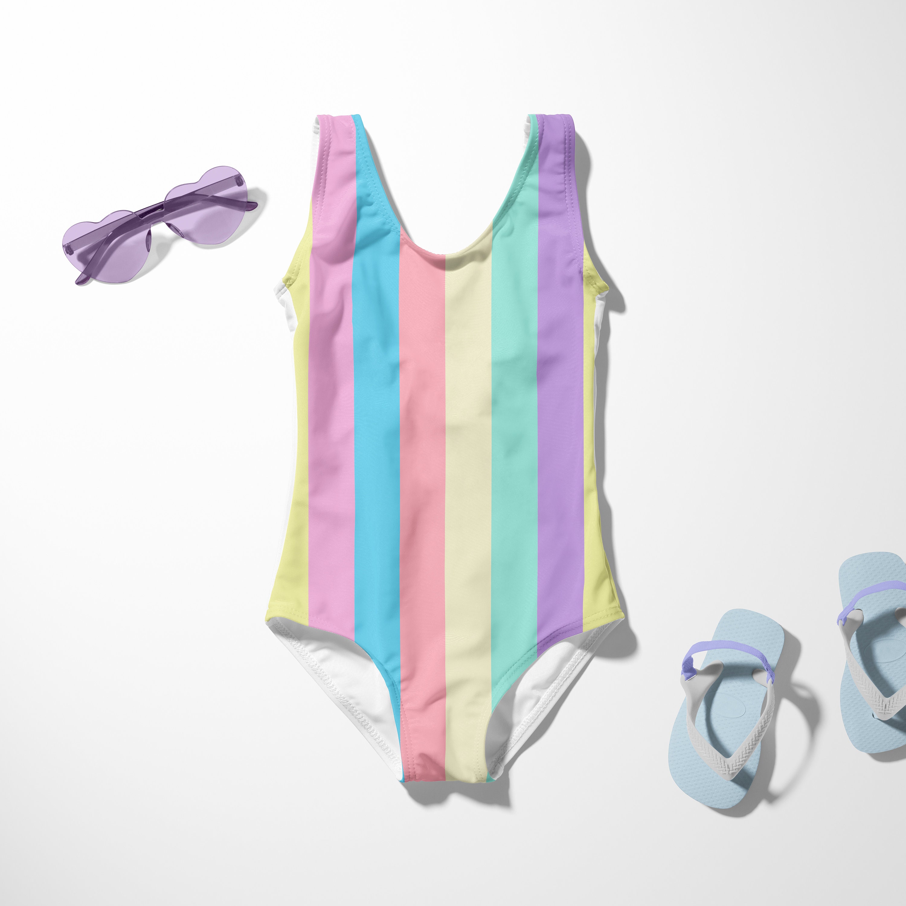 Rainbow Stripes Bathing Suit Birthday Girl Swimsuit Rainbow Birthday ...
