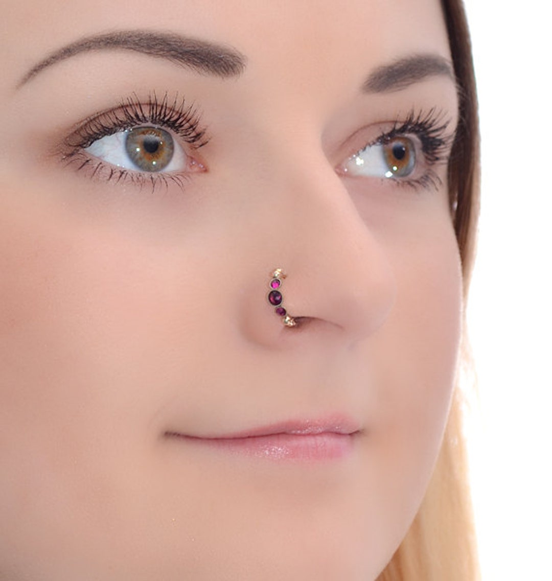 Nose Ring Nose Piercing Nose Hoop With Ruby Nose Ring Gold - Etsy