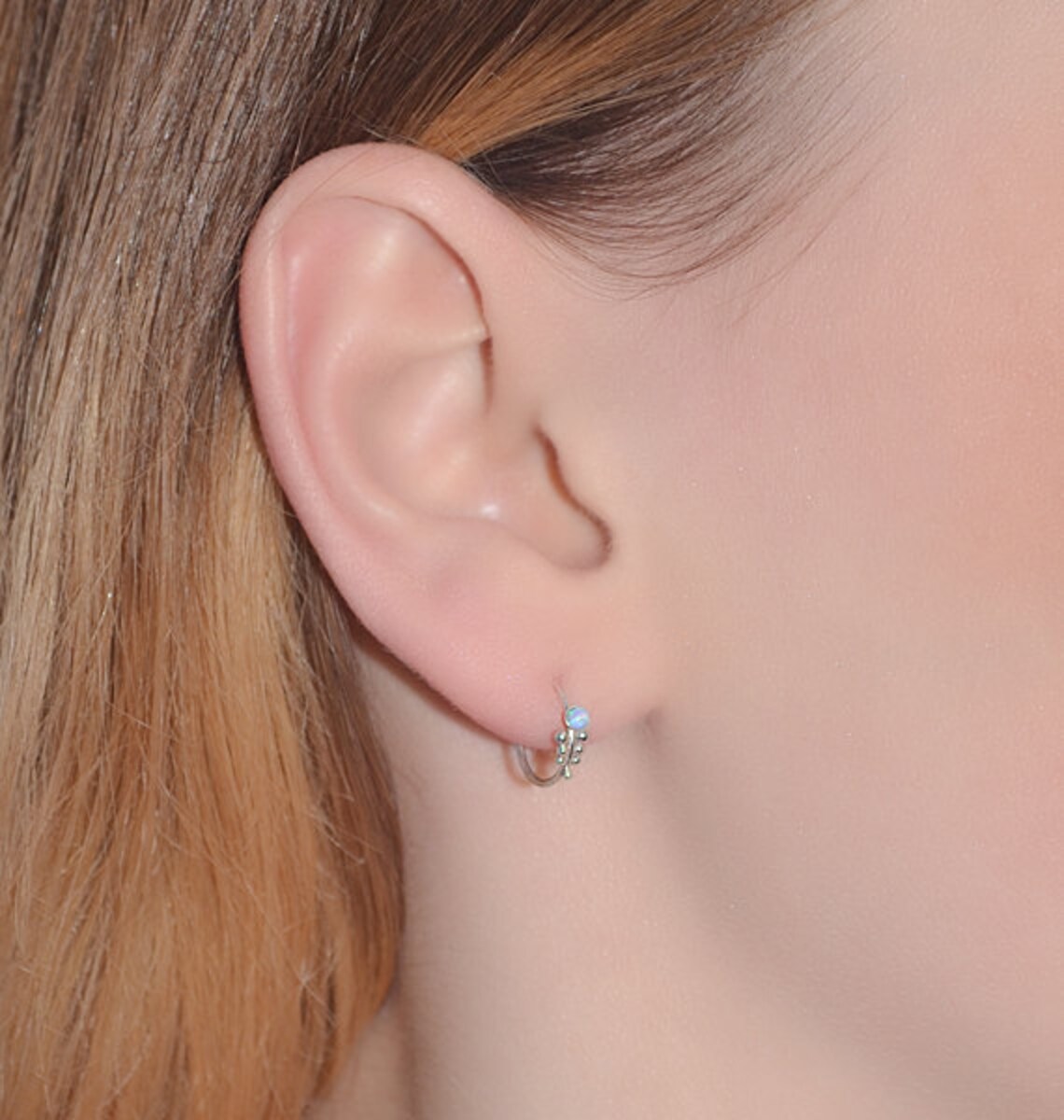 Silver Nose Hoop Nose Ring Piercing Nose Jewelry 18g Opal | Etsy