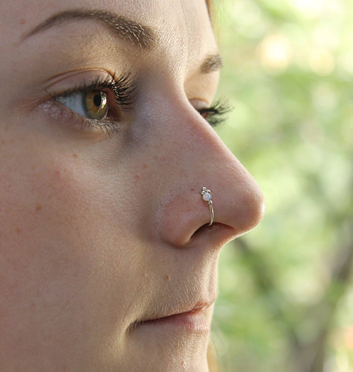 Silver Nose Hoop Nose Ring Piercing Nose Jewelry 18g Opal - Etsy