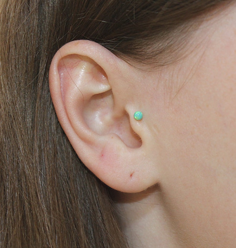 3mm Green Opal Nose Stud Silver Nose Ring 20 Gauge Cartilage - Etsy
