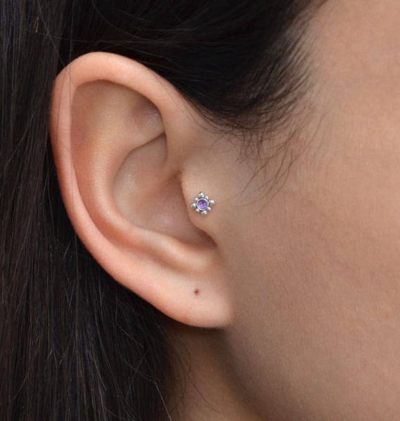Silver Tragus Piercing Stud Tragus Earring 18g Cartilage | Etsy