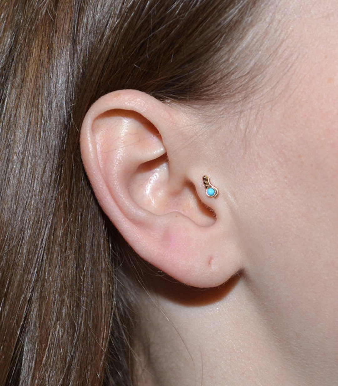Tragus Stud, Gold tragus earring, Cartilage earring, Helix piercing ...