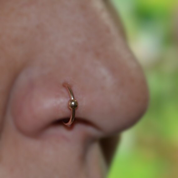 Small Gold Nose Ring Nose Hoop 20 Gauge Nose Piercing | Etsy